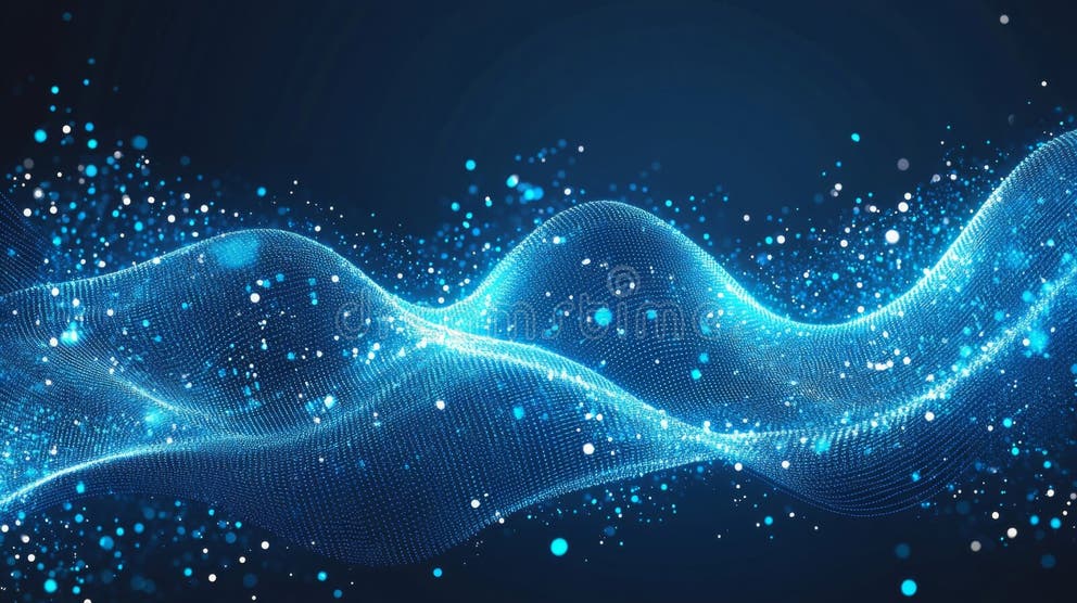 Abstract Blue Particle Wave Background Stock Illustration ...