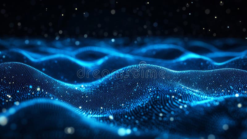 Abstract Blue Particle Wave Background Stock Illustration ...