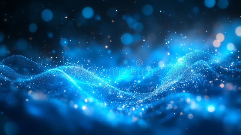 Abstract Blue Particle Wave Background Stock Illustration ...