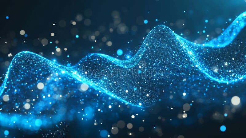Abstract Blue Particle Wave Background Stock Illustration ...