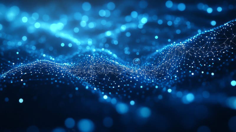 Abstract Blue Particle Wave Background Stock Illustration ...