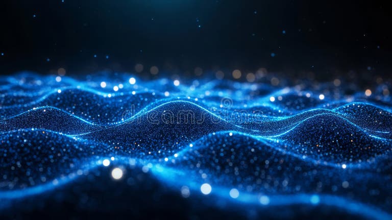 Abstract Blue Particle Wave Background Stock Illustration ...