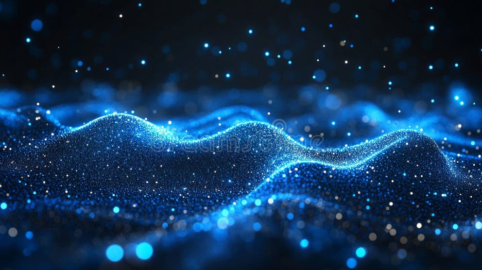 Abstract Blue Particle Wave Background Stock Illustration ...