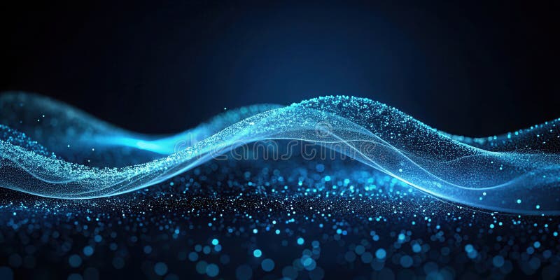 Abstract Blue Particle Wave Background Design Featuring a Flowing ...