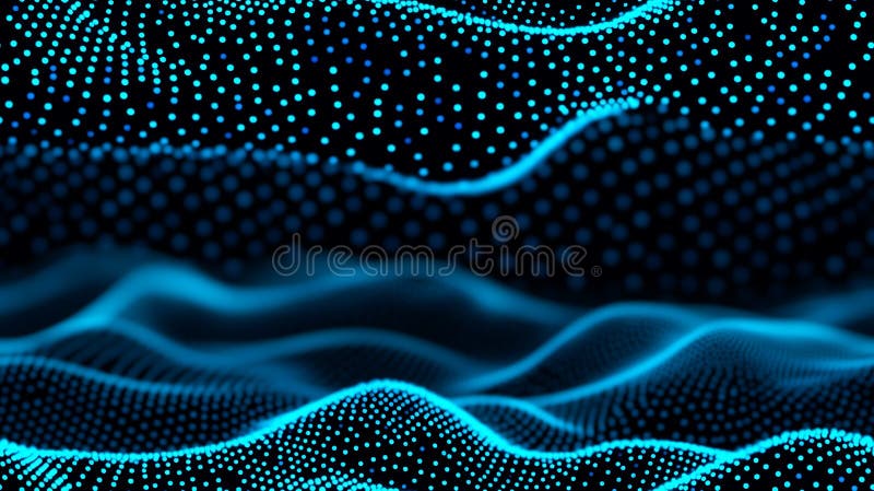 Abstract Blue Particle Wave Background Digital Art Stock Illustration ...