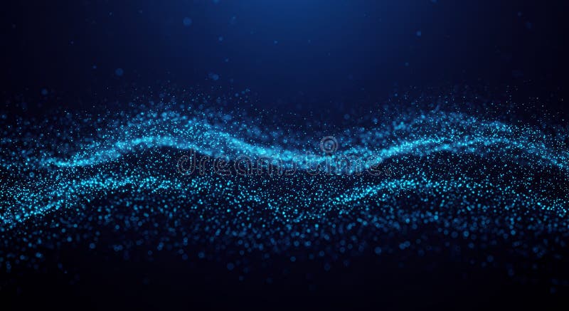 Abstract Blue Particle Wave Background: Digital Art, Tech Texture ...