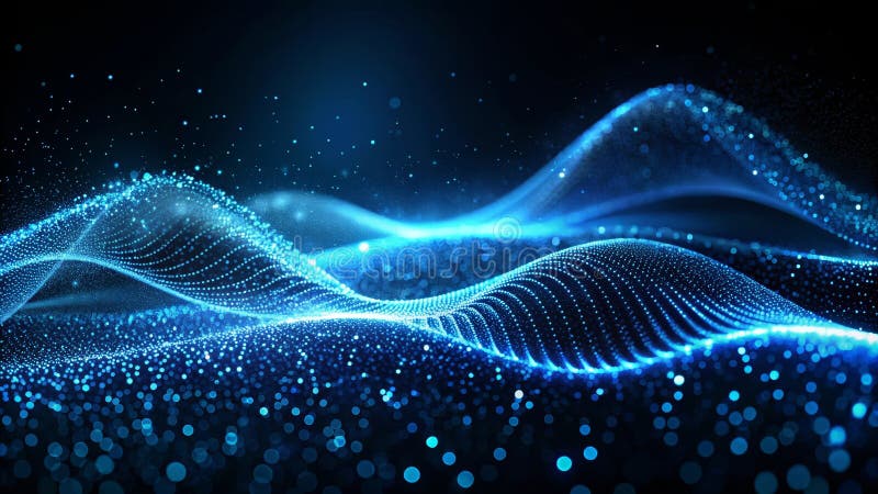 Abstract Blue Particle Wave Background, Dynamic Digital Landscape of ...