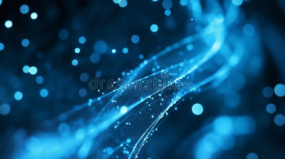 Abstract Blue Particle Wave Background with Glowing Energy and Motion ...