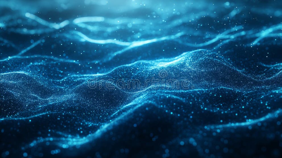 Abstract Blue Particle Wave Background Image Stock Illustration ...