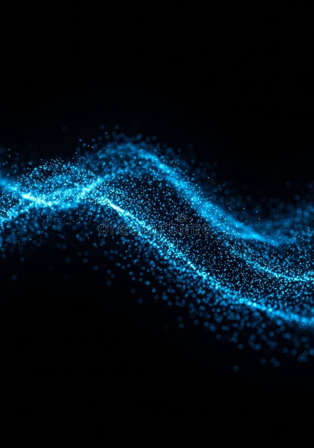 Abstract Blue Particle Wave on Dark Background Stock Illustration ...