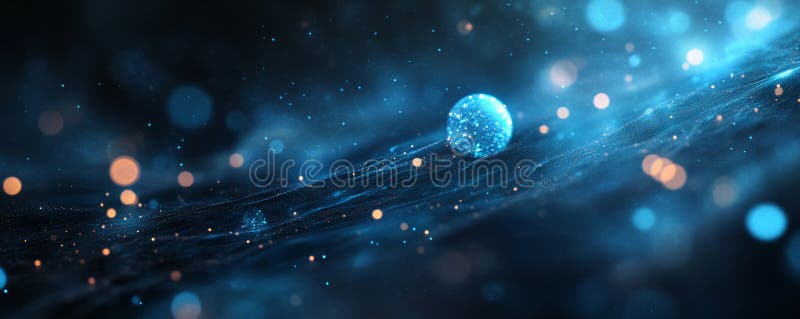 Abstract Blue Particle Wave with Glowing Bokeh, Cosmic Energy Concept ...