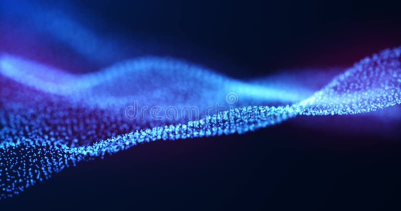 Abstract Blue Particle Wave with Light Motion, Dot Digital Wavy ...
