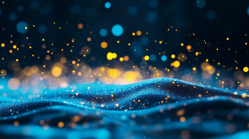 Abstract Blue Particle Wave Sparkling Blue Particles Glowing Energy ...