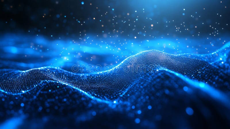 Abstract Blue Particle Waves Background Stock Illustration ...