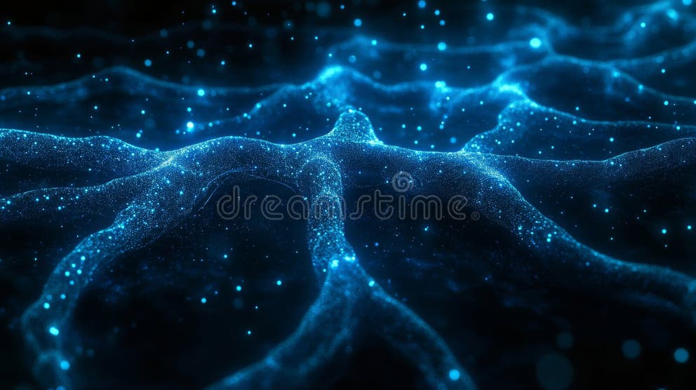 Abstract Blue Particle Waves Background Stock Illustration ...