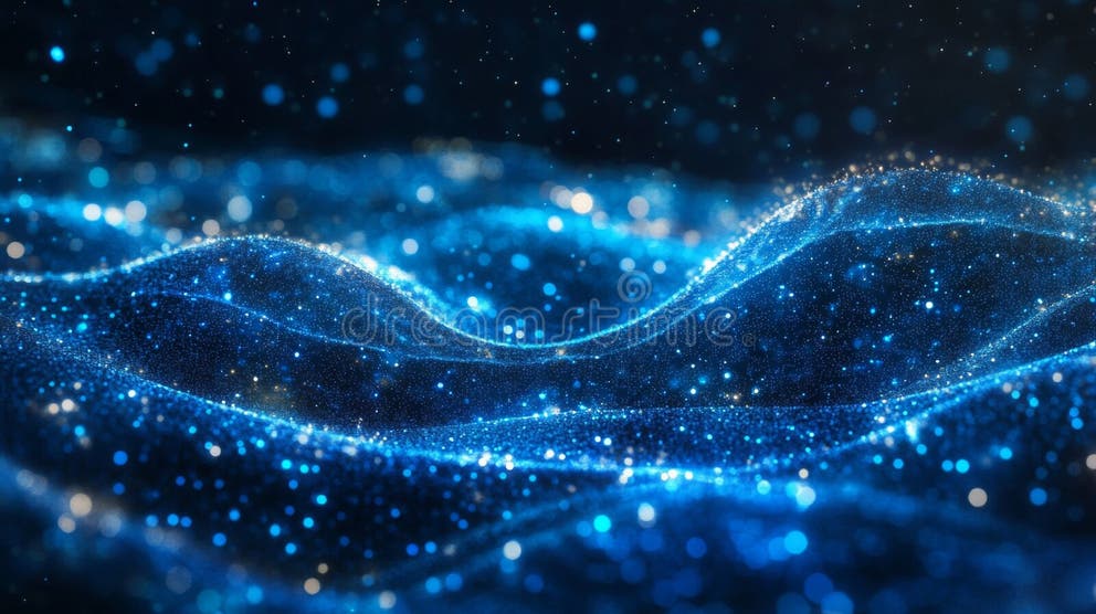 Abstract Blue Particle Waves Background Stock Illustration ...