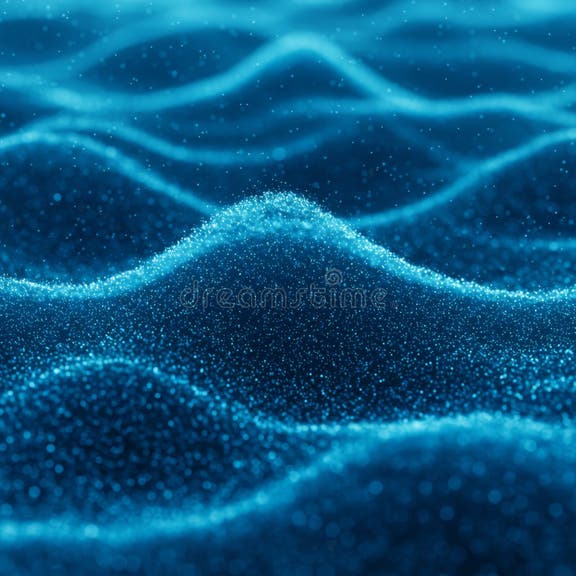 Abstract Blue Particle Waves Digital Background Stock Illustration ...