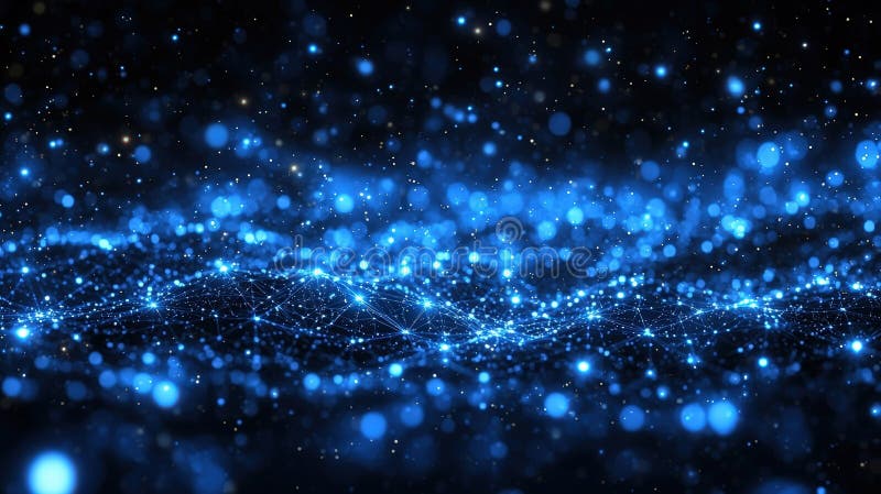 Abstract Blue Particles and Light on Black Background for Digital Art ...