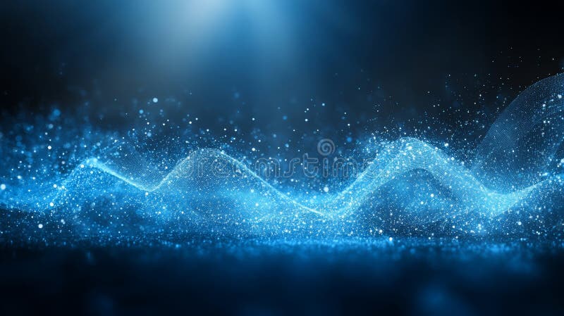 Abstract Blue Particles Wave Background, Technology, Science ...