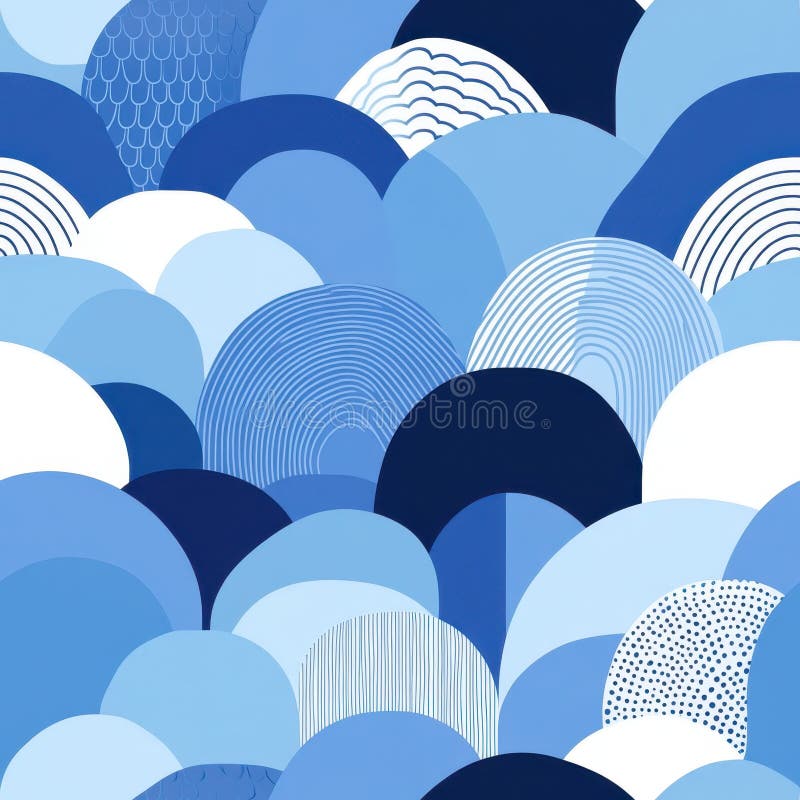 Abstract Blue Pattern Geometric Overlapping Semi Circles Art Design ...