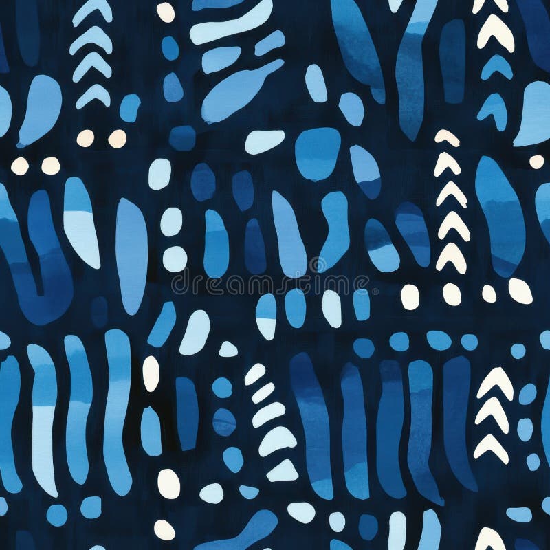 Abstract Blue Pattern: Modern Geometric Design with Organic Shapes ...