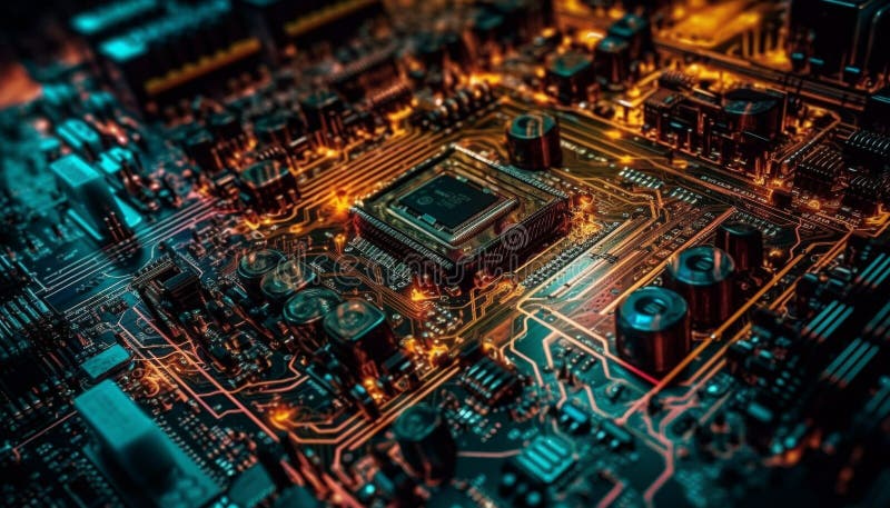 Abstract Blue Pattern of Soldered Computer Parts in Futuristic ...