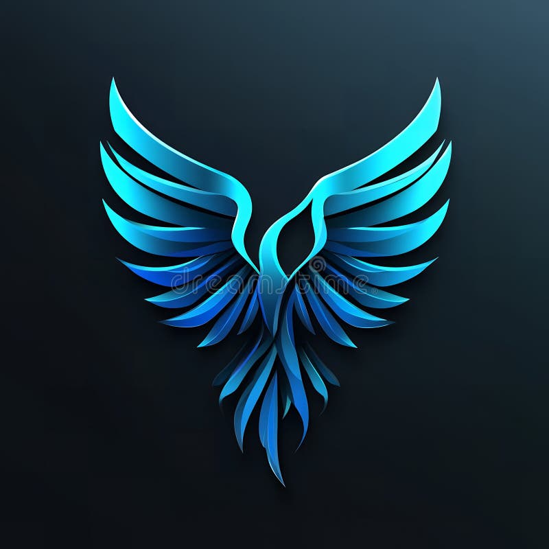 Abstract Blue Phoenix Bird Design Wings Graphic Illustration Stock ...