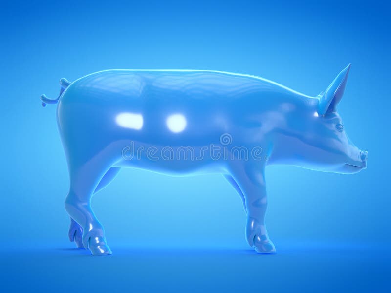 An abstract blue pig stock illustration. Illustration of pork - 169312786
