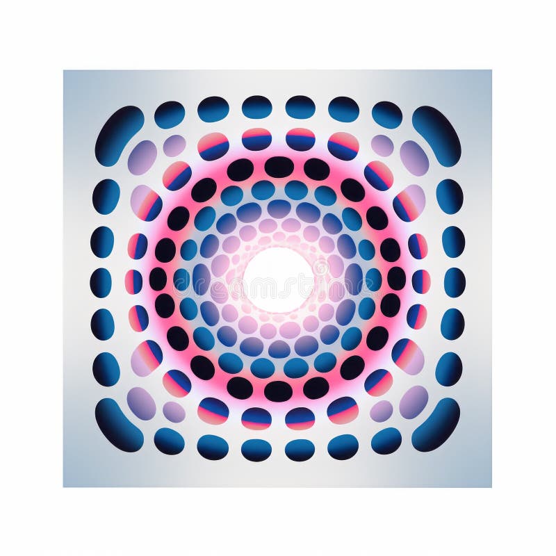 Abstract Blue and Pink Circle Pattern in Vasarely Minimal Style Stock ...