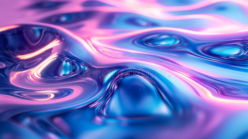 Abstract Blue and Pink Liquid Metal Waves. Generative AI Stock Photo ...
