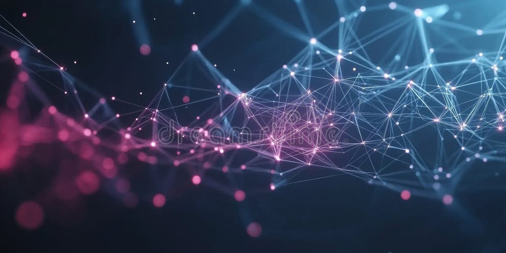 Abstract Blue and Pink Network, Connecting Points, Lines, Plexus ...