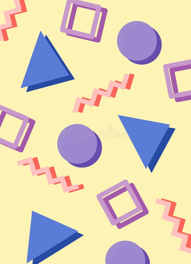 Abstract Blue and Pink 80s Memphis Style Pattern Stock Illustration ...