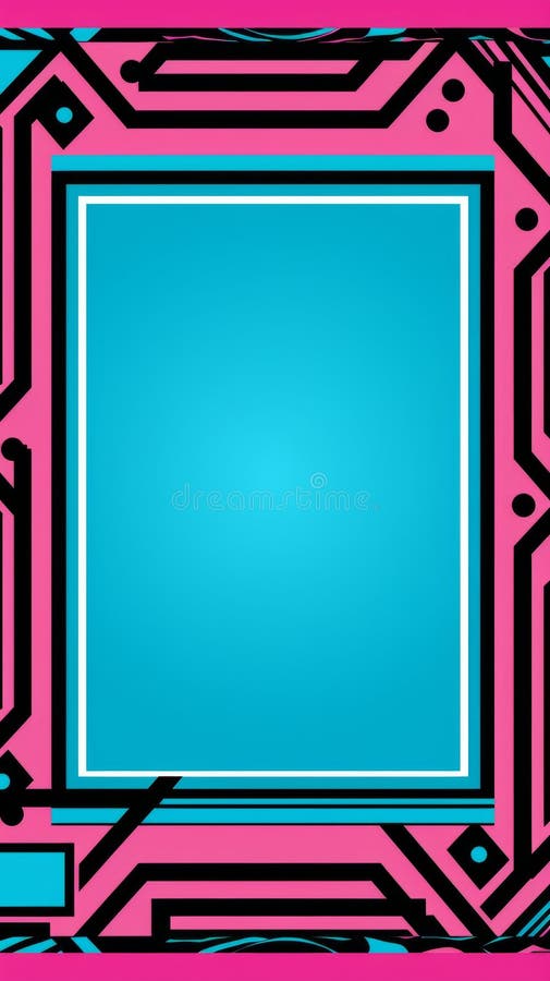 An Abstract Blue and Pink Square Frame on a Pink Background Stock ...