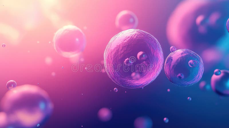 Abstract Blue and Pink Stem Cells on Gradient Background Stock ...