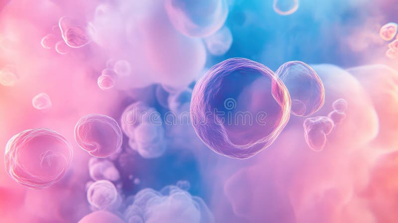 Abstract Blue and Pink Stem Cells on Gradient Background Stock ...