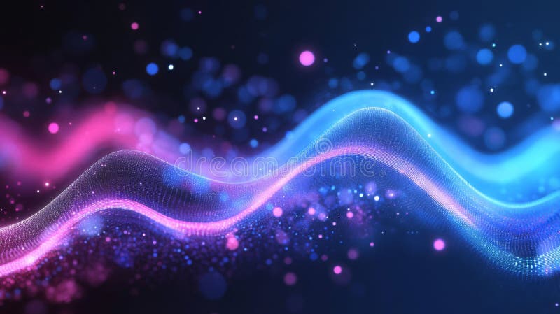 Abstract Blue Pink Wave Particle Background Stock Illustration ...