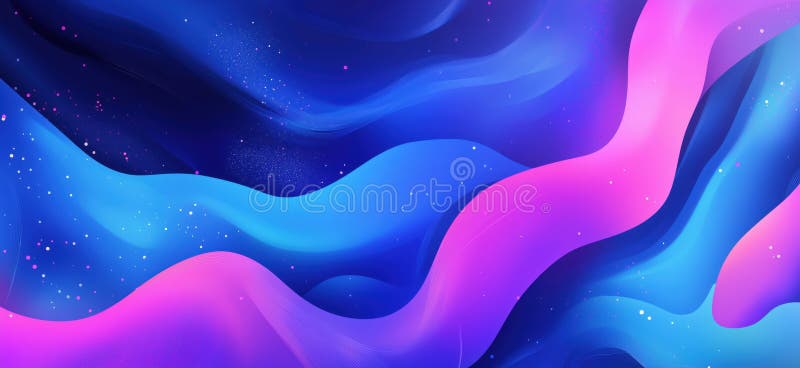 Abstract Blue and Pink Wave Patterns with Smooth Gradients and Starry ...