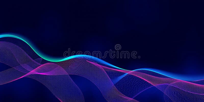 Abstract Blue and Pink Waves on a Dark Background Stock Illustration ...