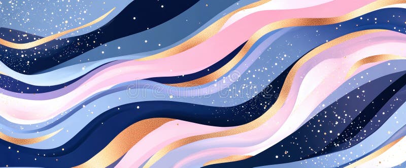 Abstract Blue and Pink Waves with Gold Sparkling Texture Stock Photo ...