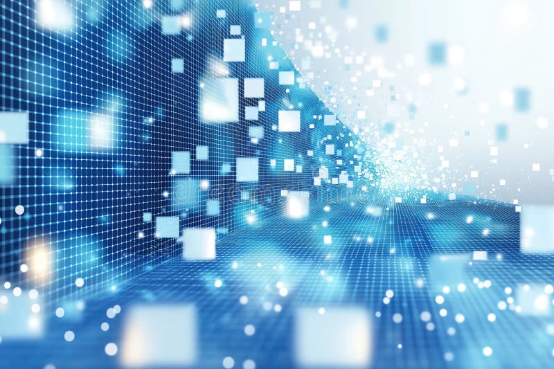 Abstract Blue Pixel Grid Background. Digital Tech Illustration. Modern ...