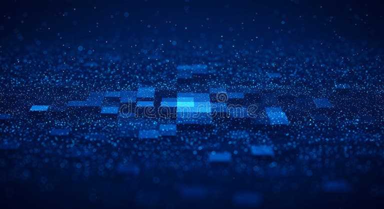 Abstract Blue Pixelated Data: Digital Grid, Tech Background, Futuristic ...