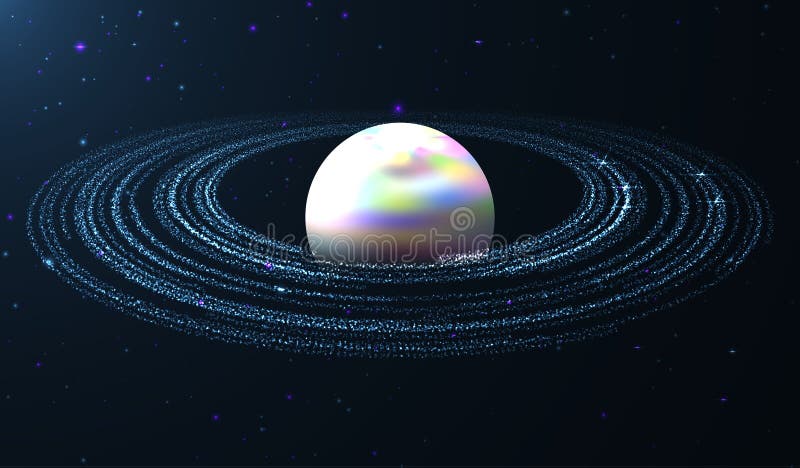 Abstract Blue Planet with Rings Design. Vector Illustration of a Deep ...