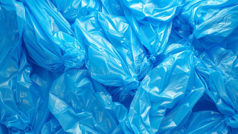 Abstract Blue Plastic Texture Background. Crumpled Polyethylene Wrap ...