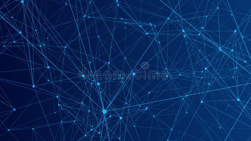 Abstract Blue Plexus Connection Dots And Lines Triangular Futuristic