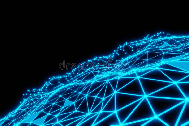 Abstract Blue Plexus Lines and Dots Geometrical Connection Digital ...