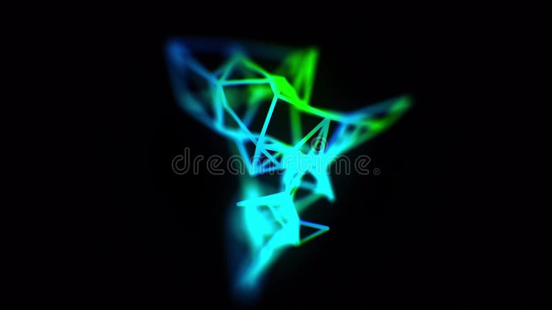 Abstract Blue Plexus Structure Form 3D Animation. Digital and ...