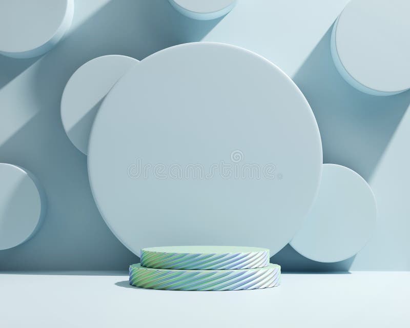 Abstract Blue Podium Platform for Product Display Showcase 3D Rendering ...