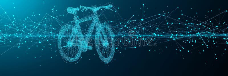 Abstract Blue Polygon Bicycle on Network Structure Background ...