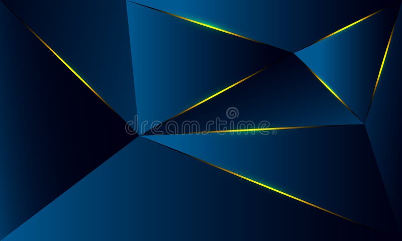 Abstract Blue Polygon Triangles Shape Pattern Background with Golden ...