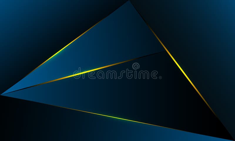 Abstract Blue Polygon Triangles Shape Pattern Background with Golden ...